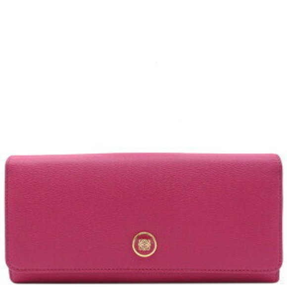 Loewe | Bags | Loewe Long Wallet Button Leather Pink Bifold | Poshmark